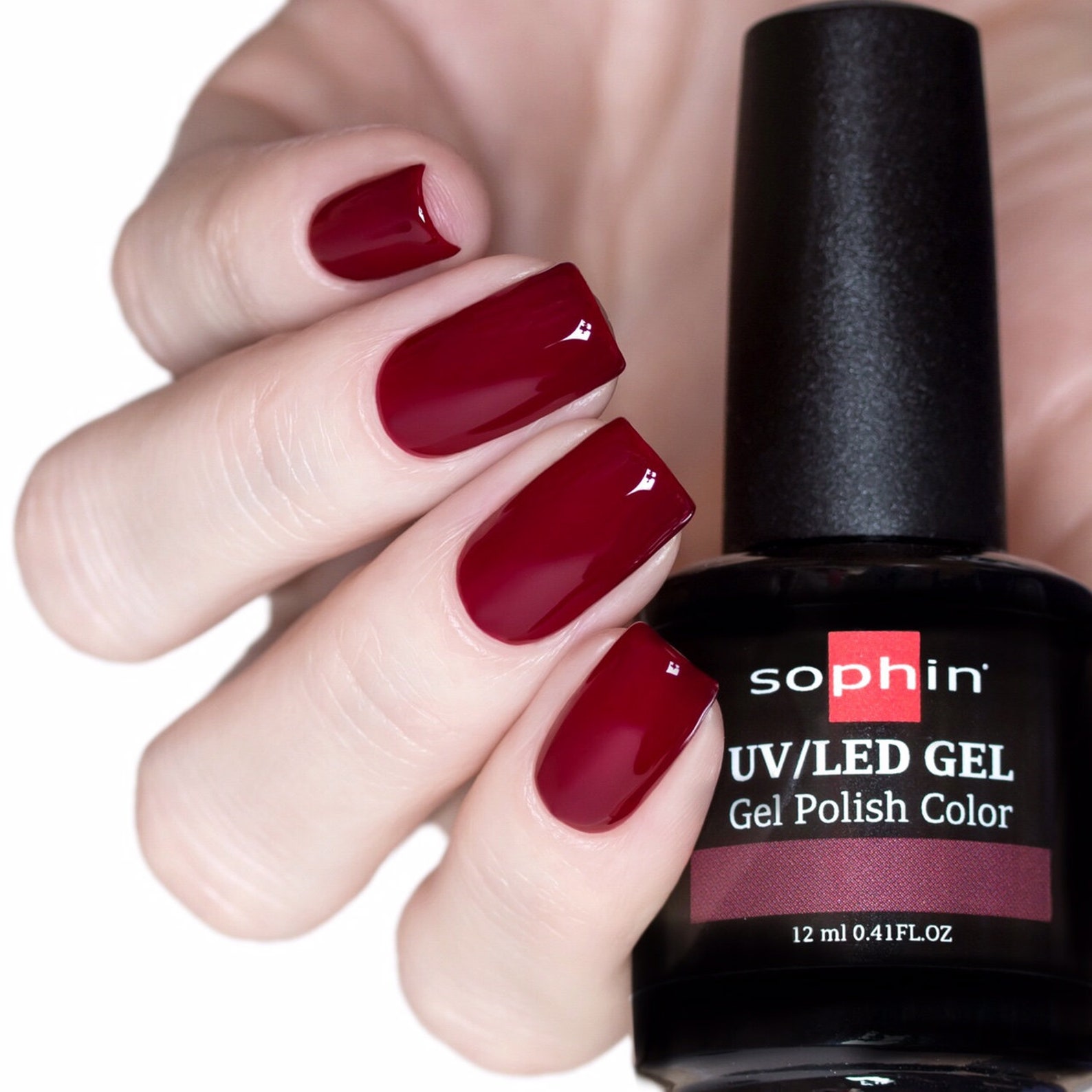 Burgundy Gel Nail Polish. Sophin 0753 Rubellite. Spectacular Glossy ...