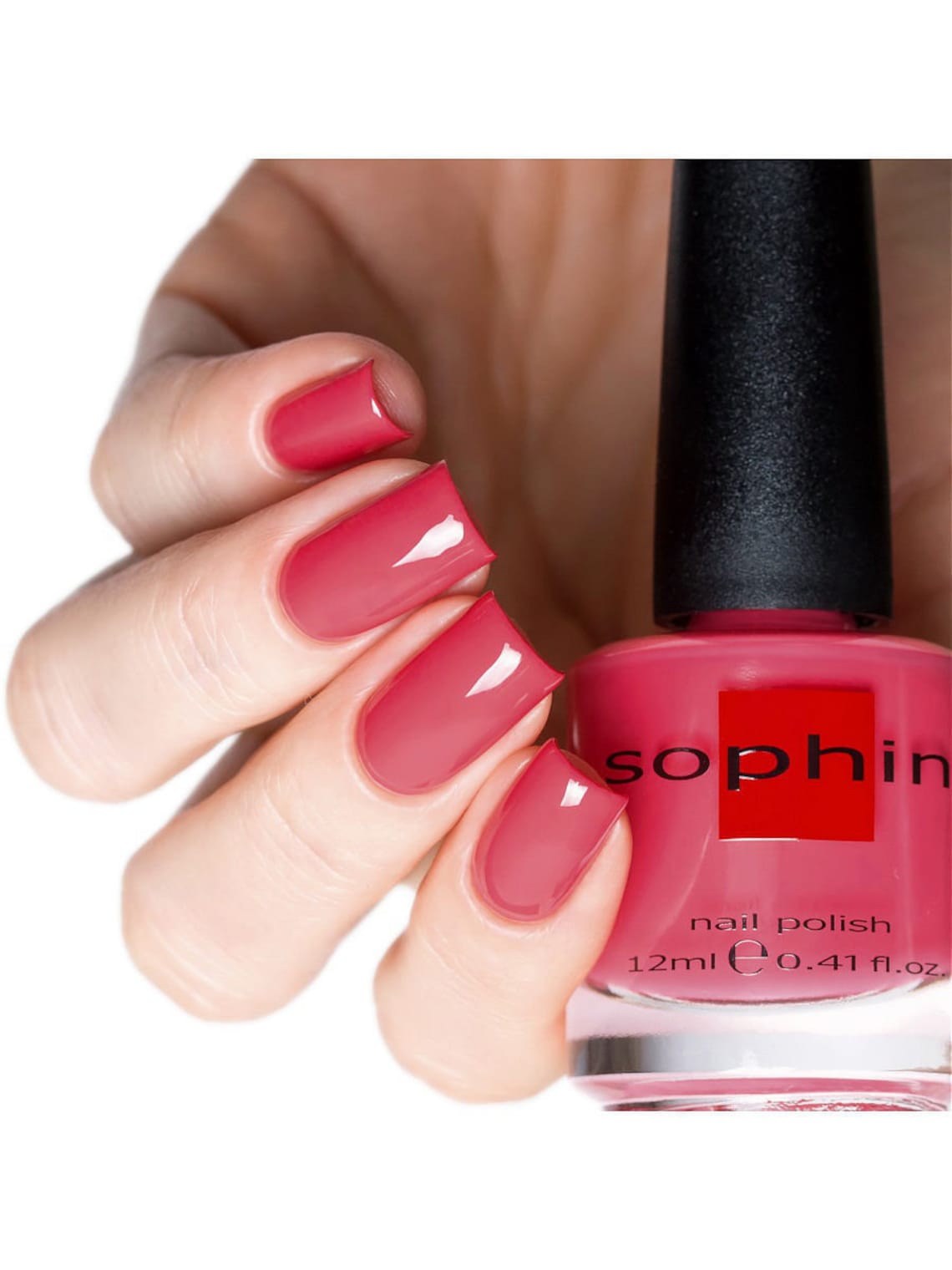 Coral Pink Nail Polish. Sophin 0045. Smooth Glossy Finish. Beautiful ...