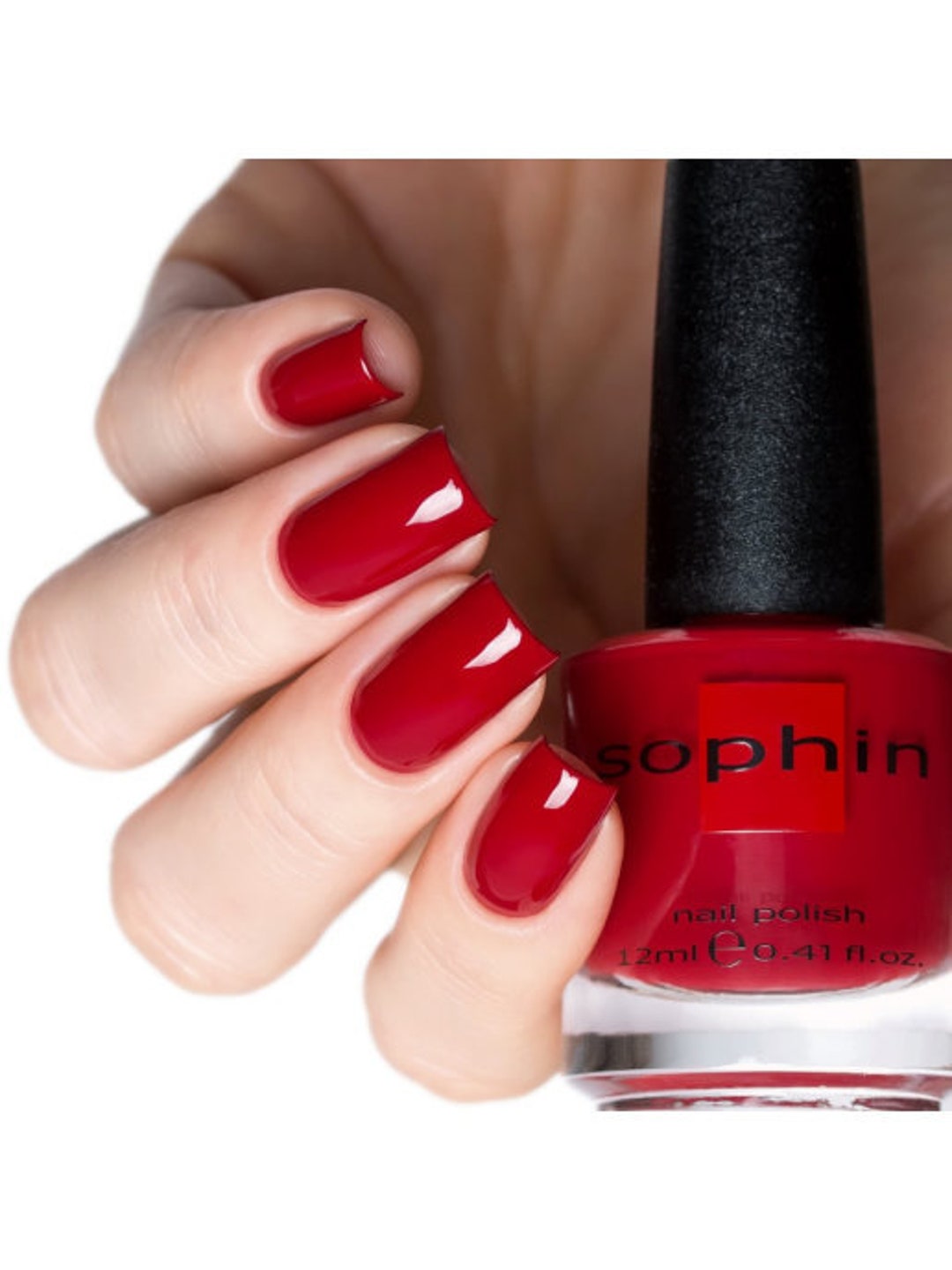 Classic Red Nail Polish. Sophin 0027. High Gloss Nail Polish. Long ...