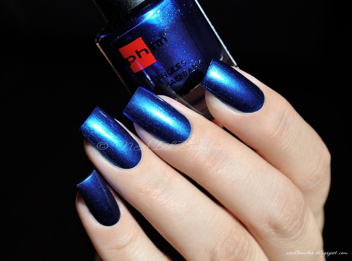 Deep Blue Shimmer Nail Polish. Sophin 0366. Dark Blue Lacquer. - Etsy