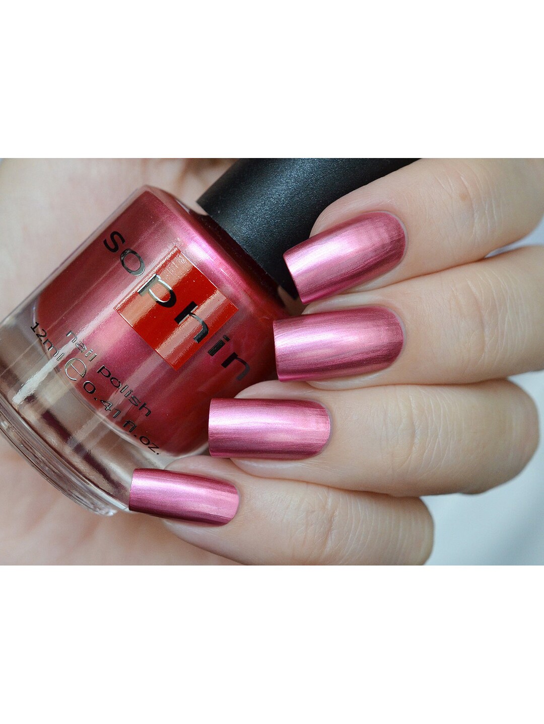 Cool Red-pink Metallic Nail Polish. Sophin 0319. Light Raspberry ...
