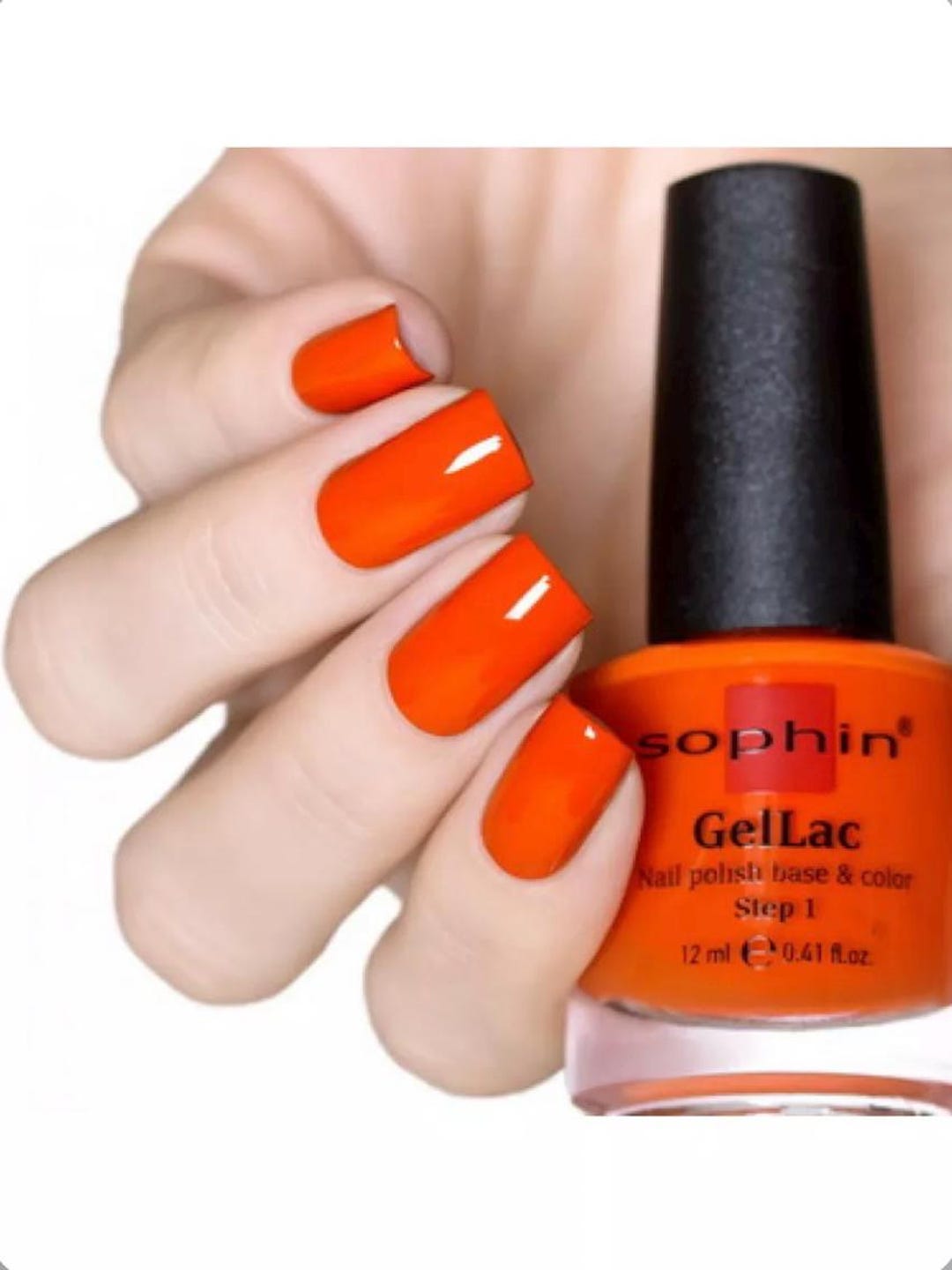 Gellac Nail Polish Base & Color Step 1. Bright Orange Gel Polish ...
