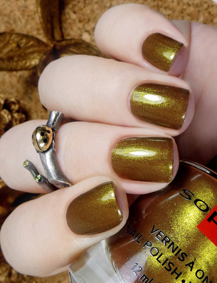 Shimmering Olive-bronze Nail Polish. Sophin 0386 BROCADE. Warm Autumn ...