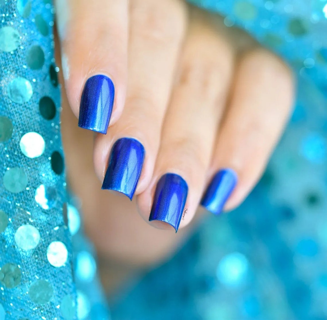 Deep Blue Shimmer Nail Polish. Sophin 0366. Dark Blue Lacquer. - Etsy