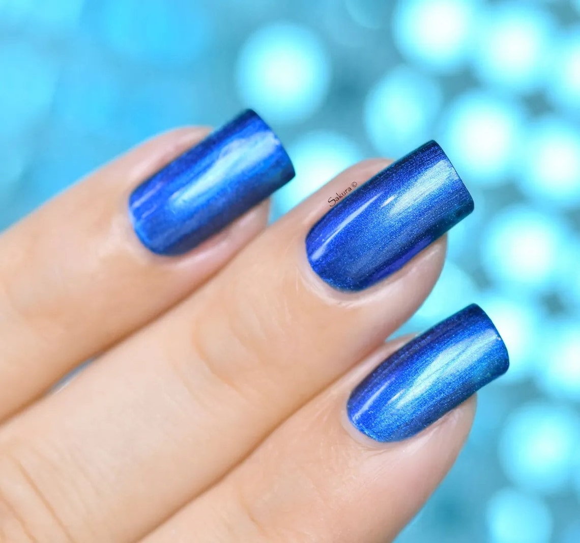 Deep Blue Shimmer Nail Polish. Sophin 0366. Dark Blue Lacquer. - Etsy