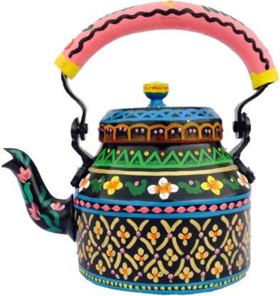 Tea set Multicolor kettle indian tea set Indian Tea pot Indian hand art ...