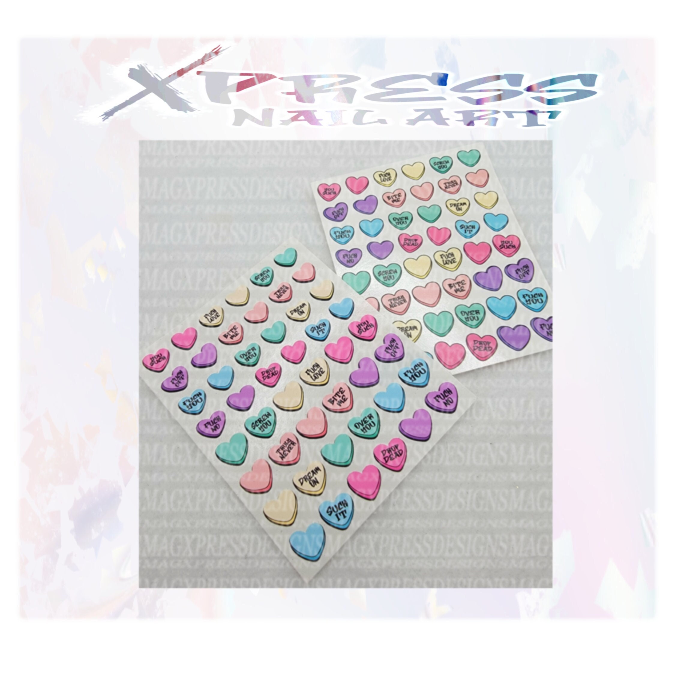 Anti Valentine Candy Heart Nail Art Valentines Nail Art Waterslide Nail ...