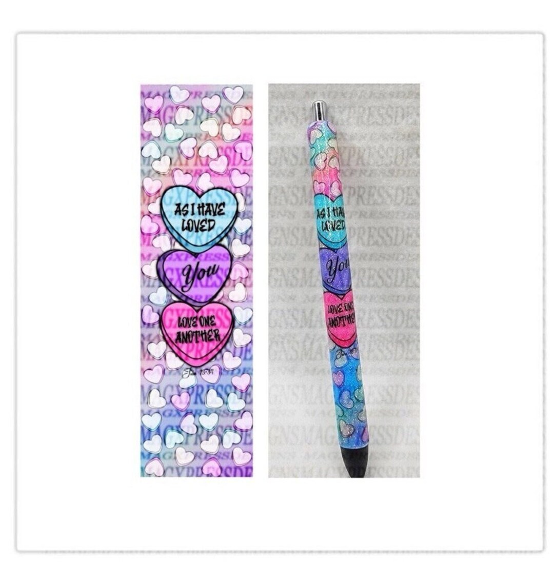Valentine's Day Pen Candy Pen Valentines Pens Faith Pens custom Glitter ...