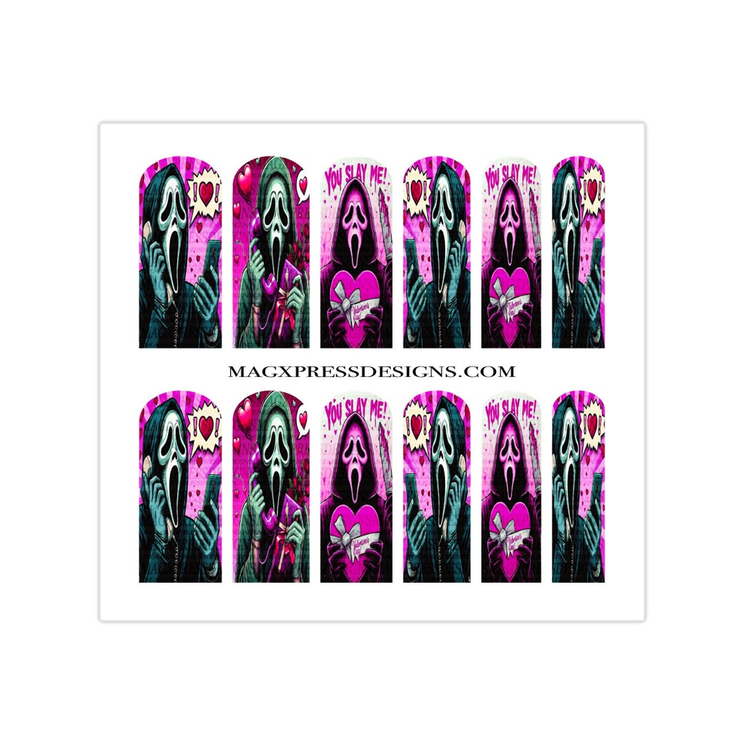 Ghostface Pink Nail Wraps Valentine Nail Art Nail Wrap - Etsy