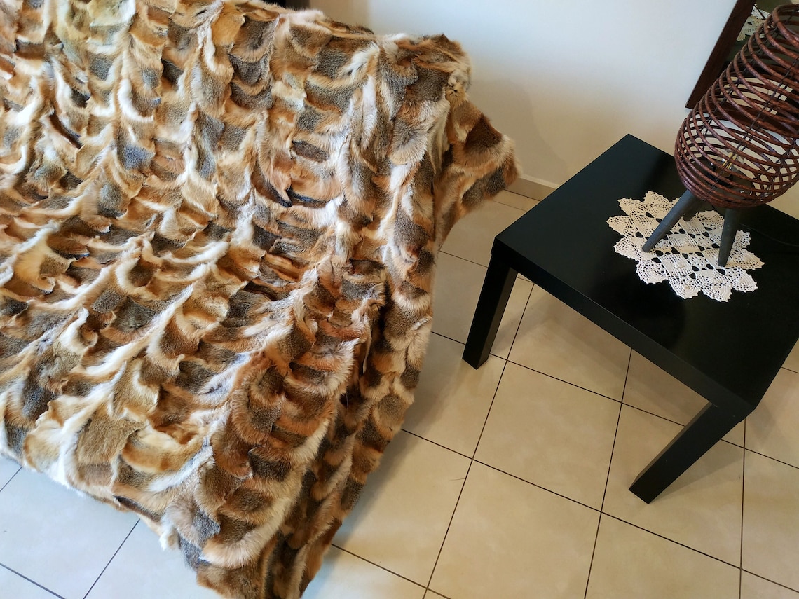 Luxury Red Fox Fur Blanket Throw Luxury Bedding Pelt Blanket Fur ...