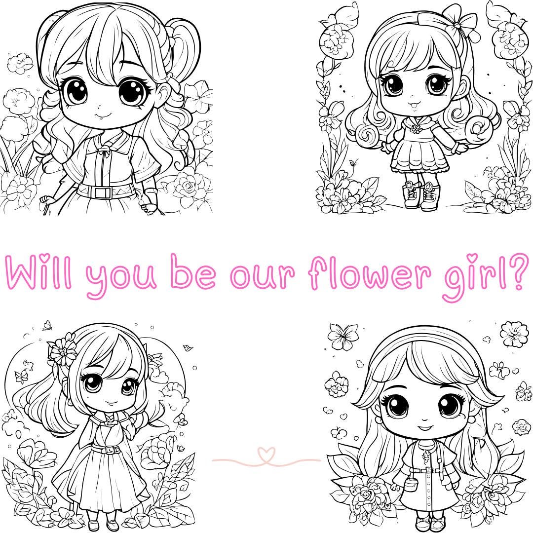 Flower Girl Proposal Printable Coloring Page - Gift for Kids - Wedding ...