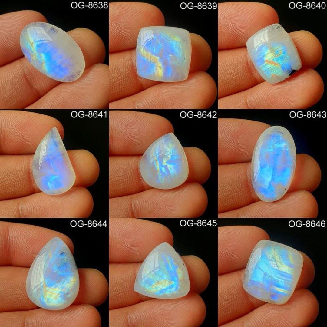 Natural Rainbow Moonstone Bulk White Rainbow Cabs Loose Smooth Polished ...