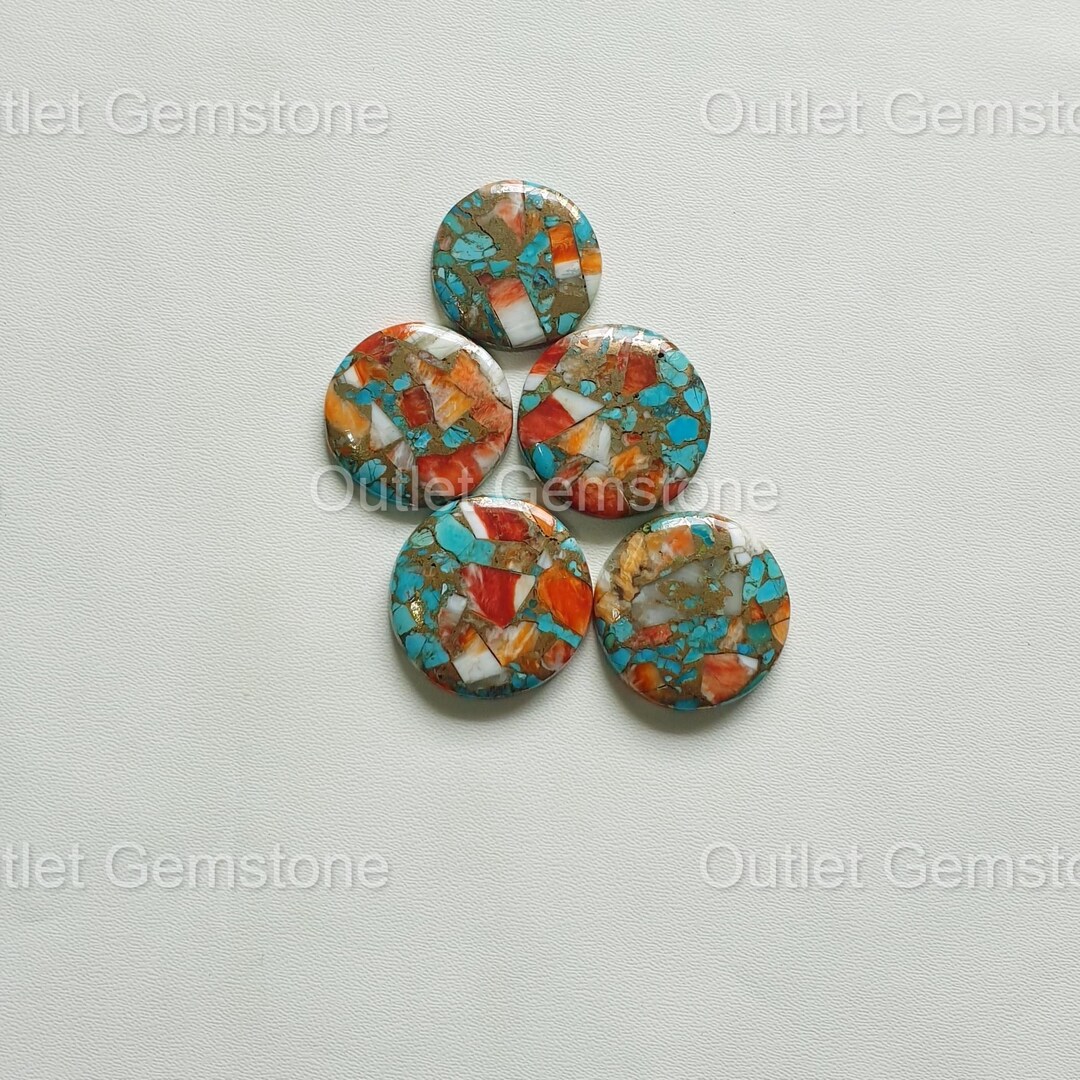 Spiny Oyster Turquoise Round Shape Cabochon Flat Back Calibrated ...