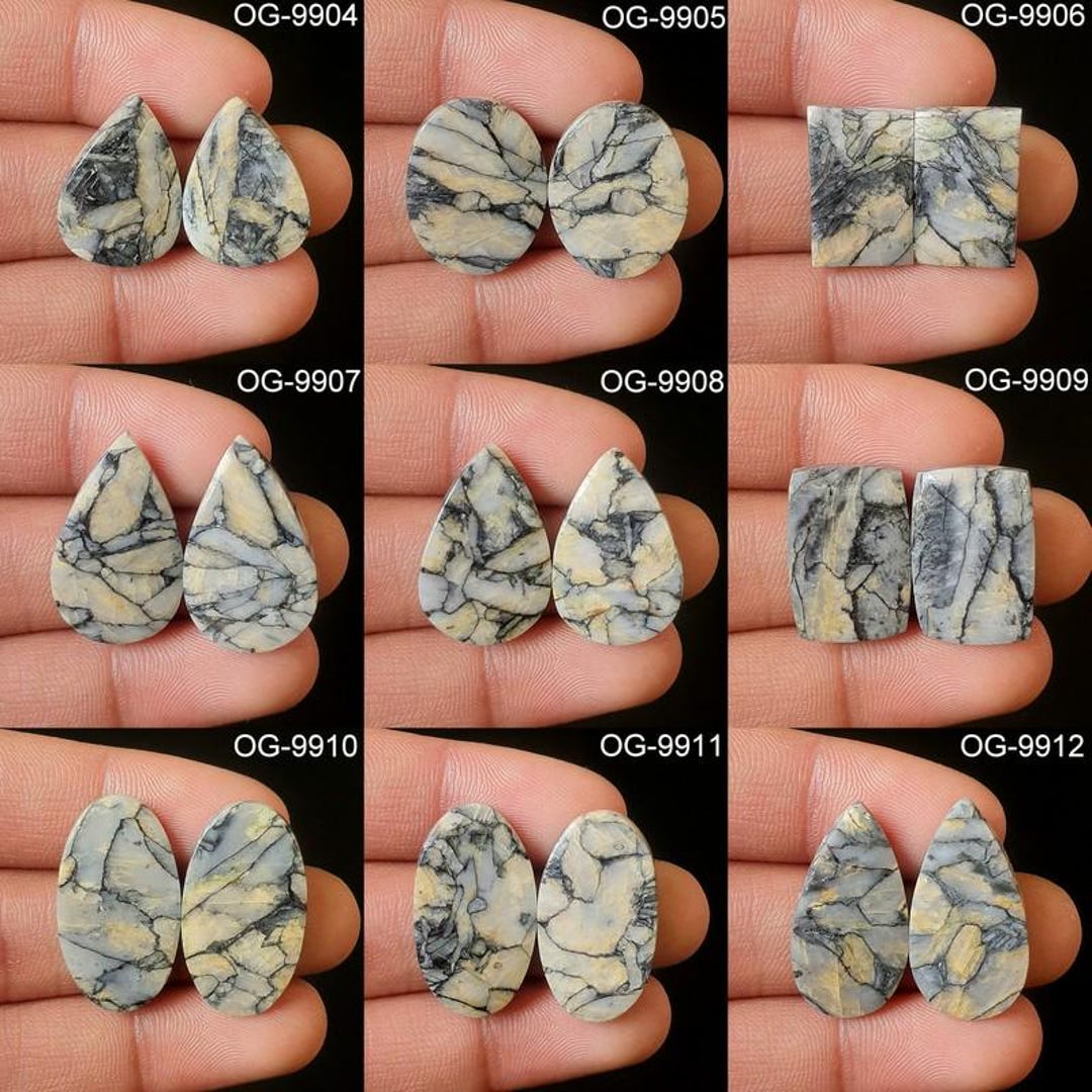 Natural Pinolith Cabochon Pair – Flat Back Gemstone for Jewelry - Etsy