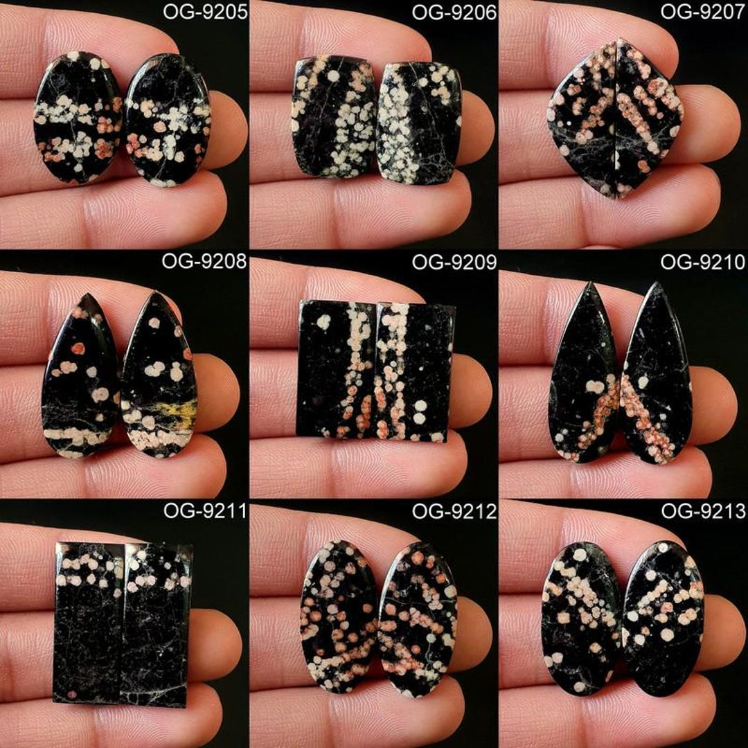 Natural Flower Obsidian Matching Pair - Wholesale Flower Obsidian ...