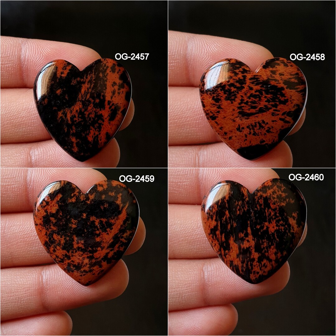 Pretty Mahogany Obsidian Heart Mahogany Obsidian Cabochon Flat Back ...