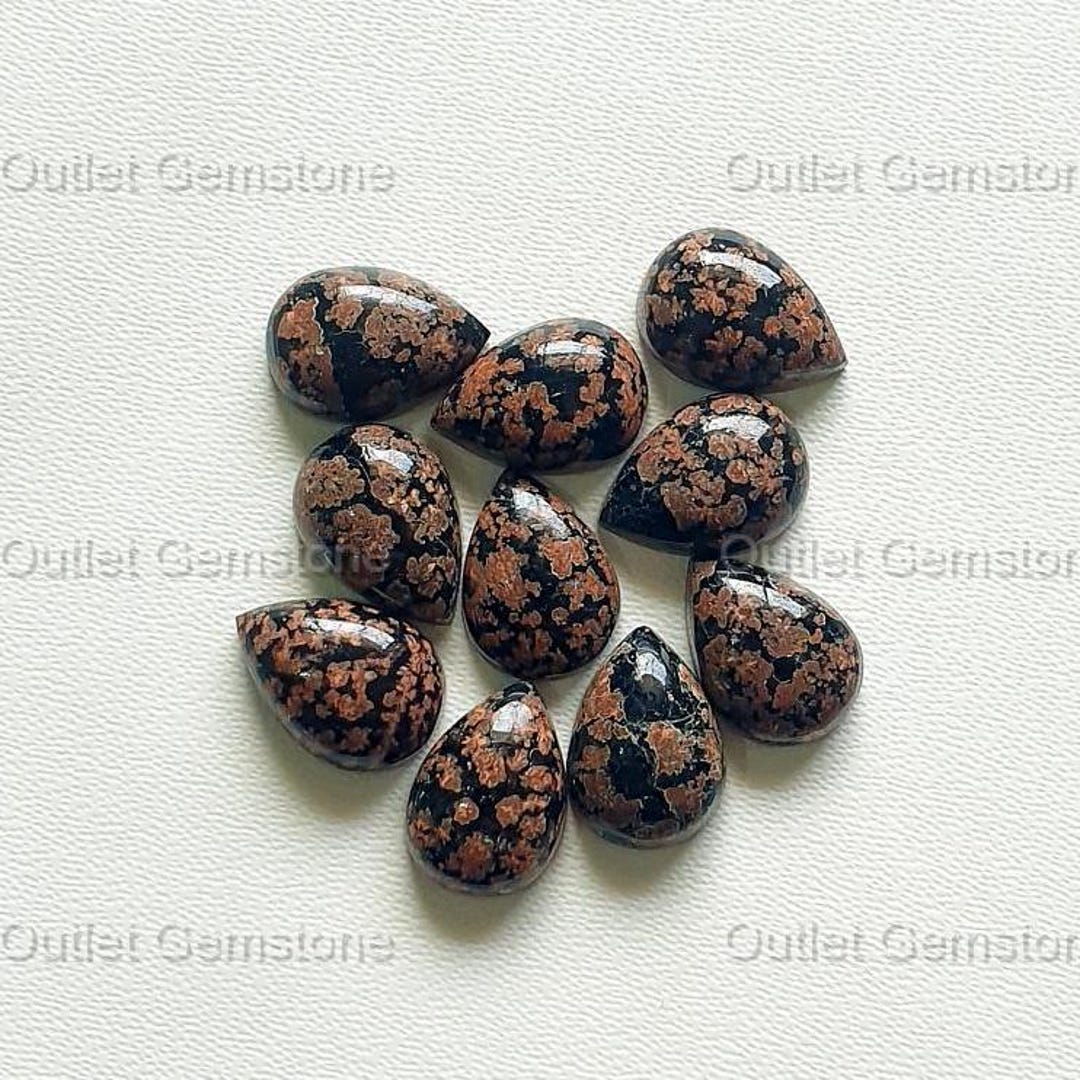 Fire Cracker Obsidian Pear Cabs Flat Back Calibrated Wholesale Pear ...