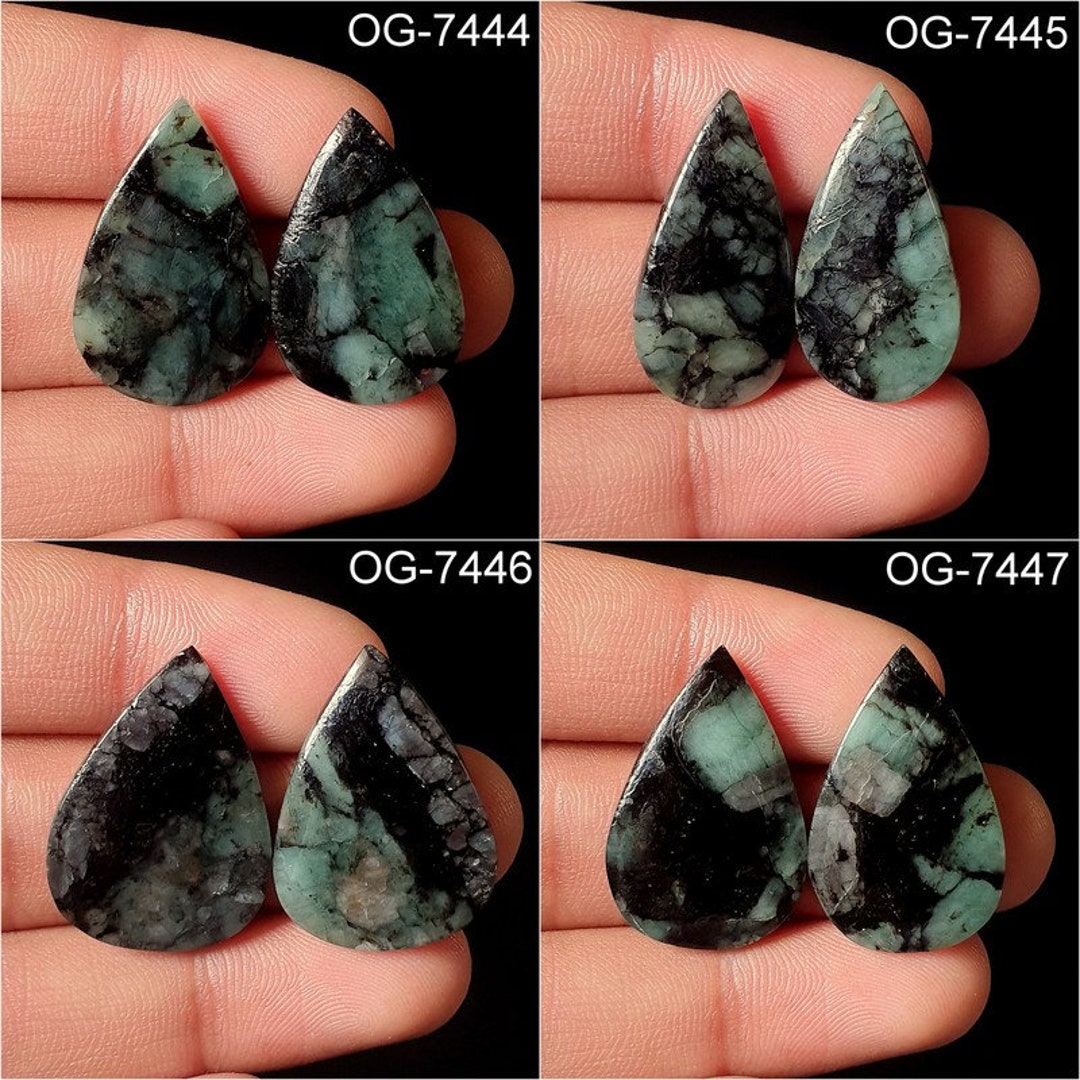 Natural Emerald Matching Pair - Wholesale Emerald Cabochon - Flat Back ...