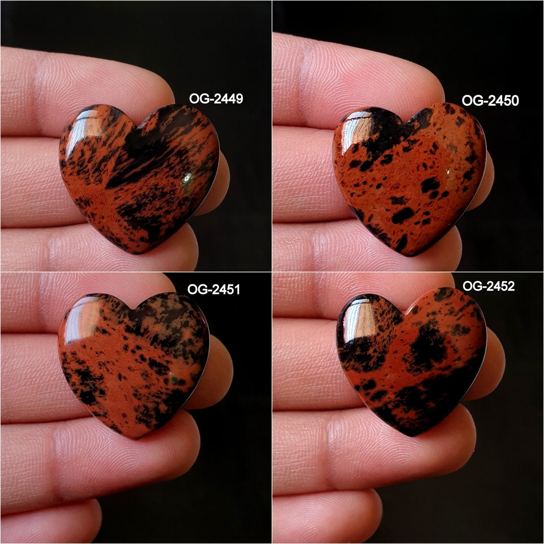 Attractive Mahogany Obsidian Heart - Mahogany Obsidian Cabochon - Flat ...
