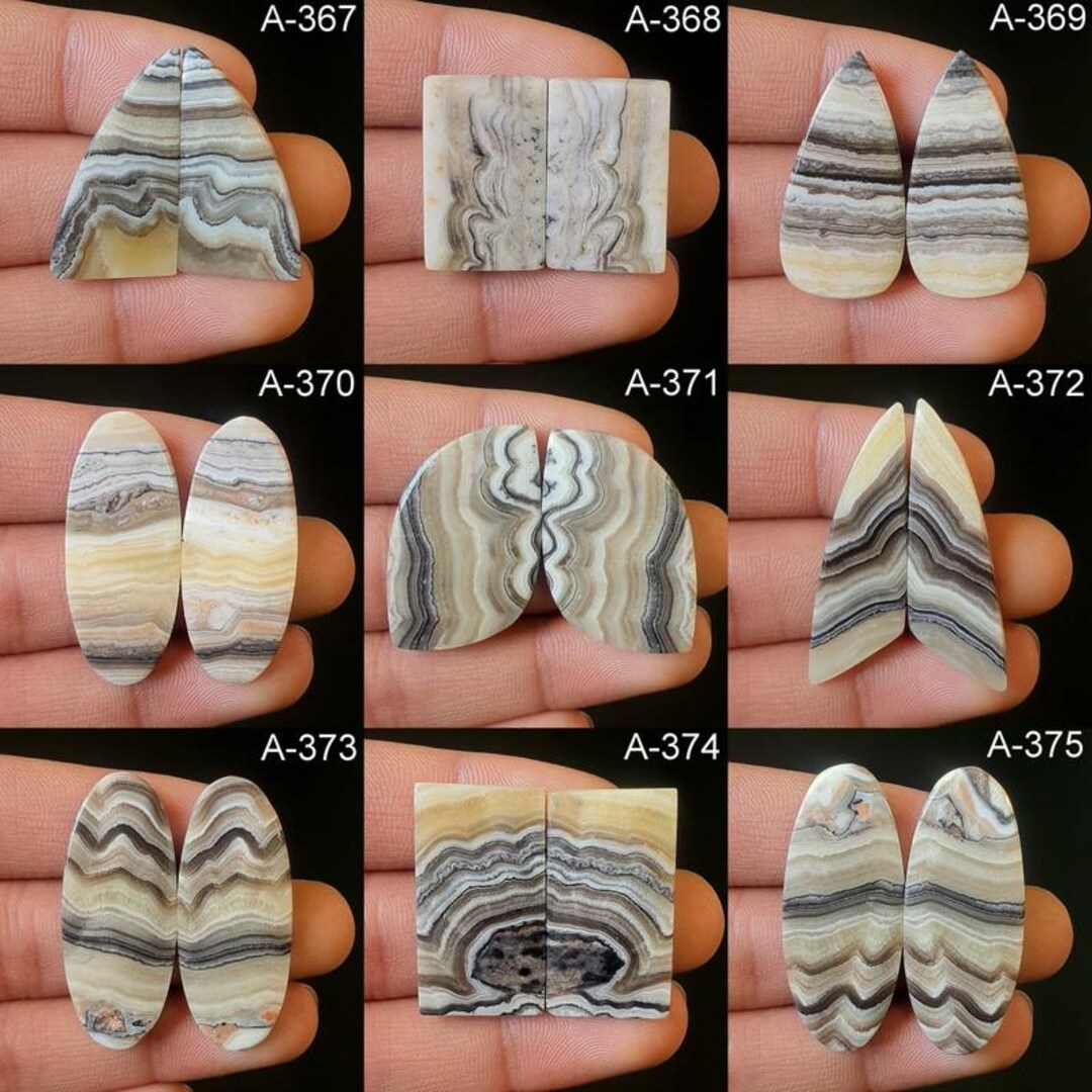 Natural Zebra Calcite Matching Pair - Zebra Calcite Cabochon - Loose ...