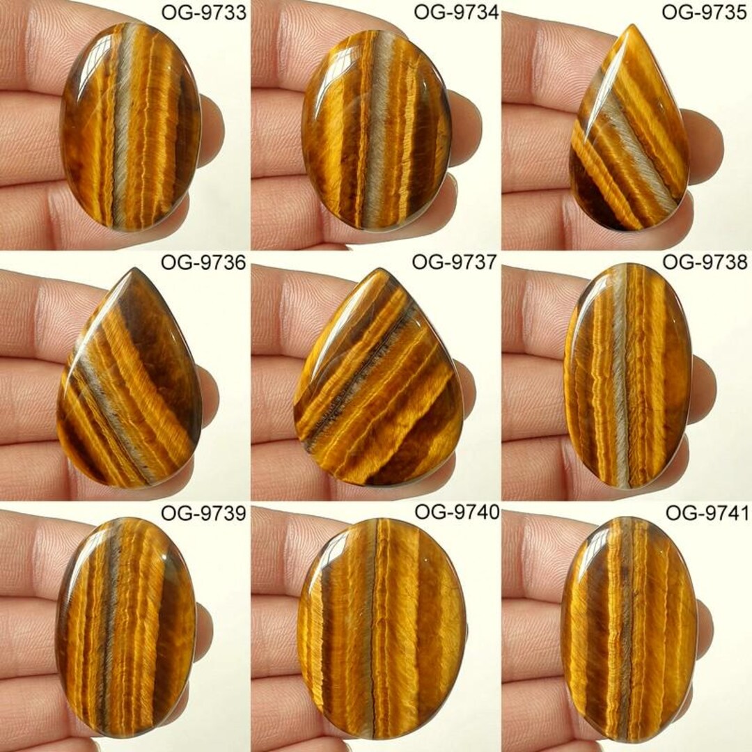Natural Tiger's Eye Gemstone - Tiger's Eye Cabochons - Flat Back ...