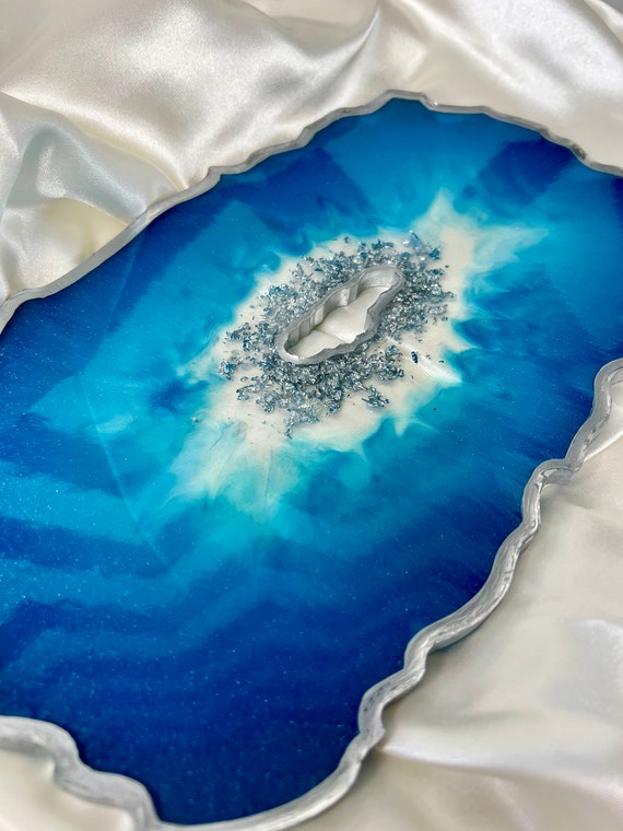 Blue Resin Geode Tray | Etsy