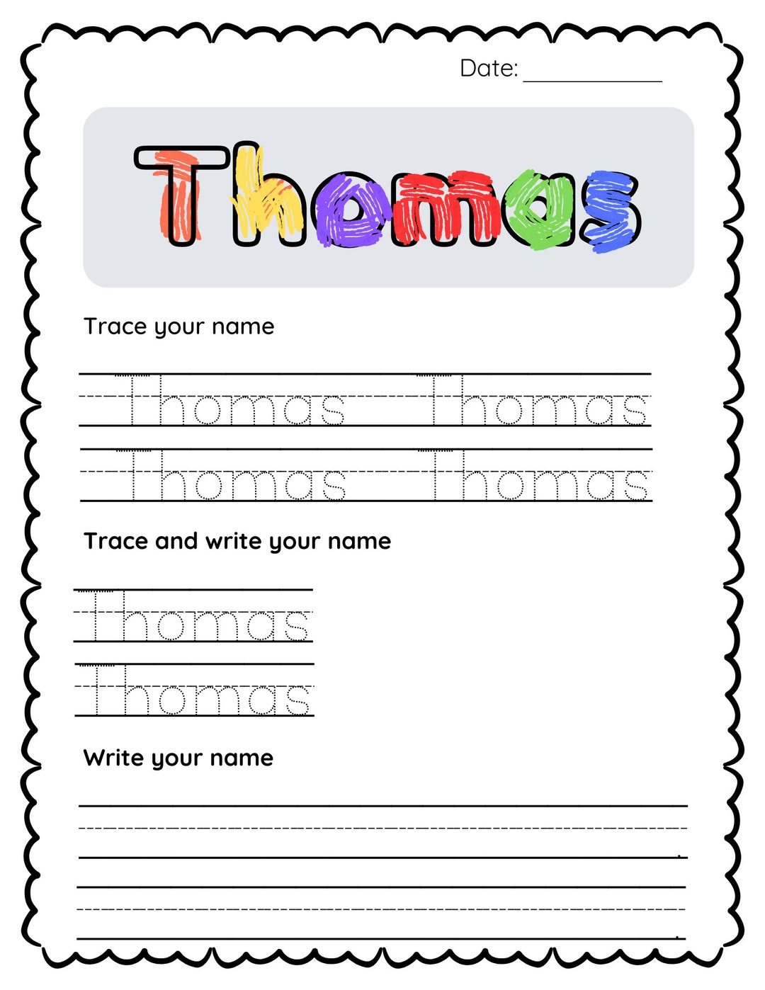 Color Trace Write Name Kindergarten Name Writing Practice Worksheets ...