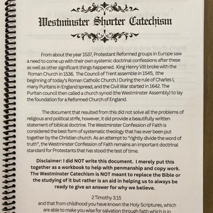 Westminster Shorter Catechism Copywork, Homeschool Workbook, Christian ...