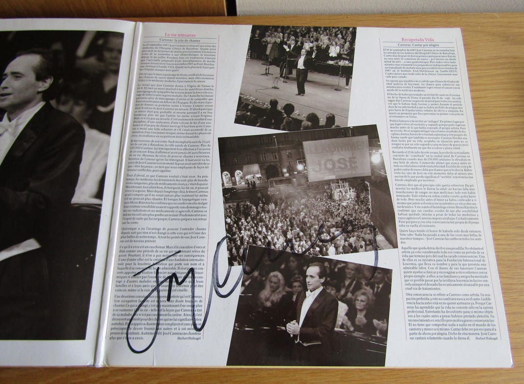 Jose Carreras Opera Singer SIGNED Vinyl Album LP + Certificate of ...