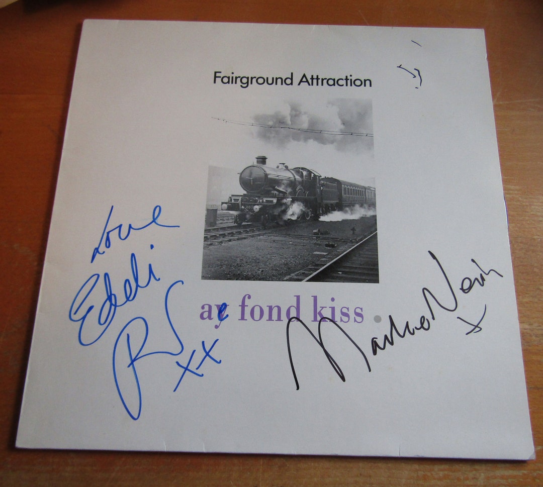 Fairground Attraction Eddi Reader Mark Nevin Ay Fond Kiss SIGNED Vinyl ...
