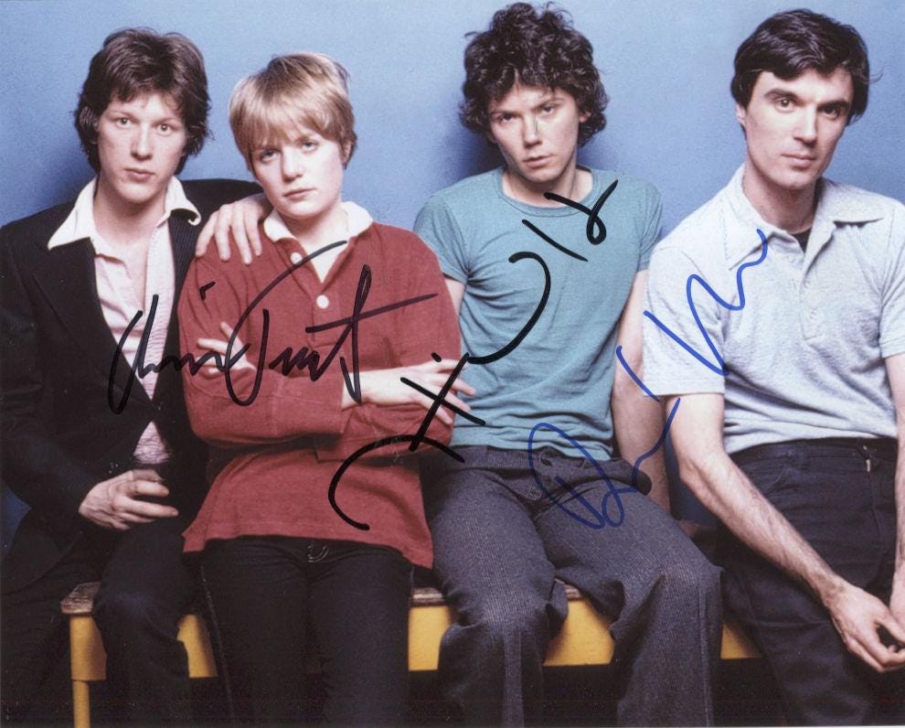 Talking Heads (band) David Byrne Tina Weymouth Chris Frantz SIGNED 8" X ...