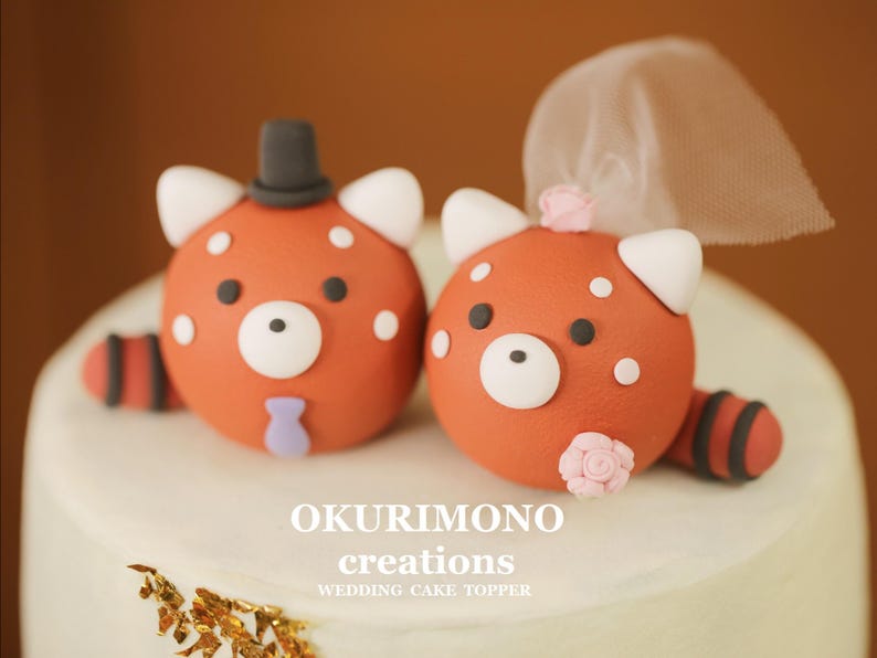 Red Panda Wedding Cake Topper,handmade Couple Cake Topper,custom ...