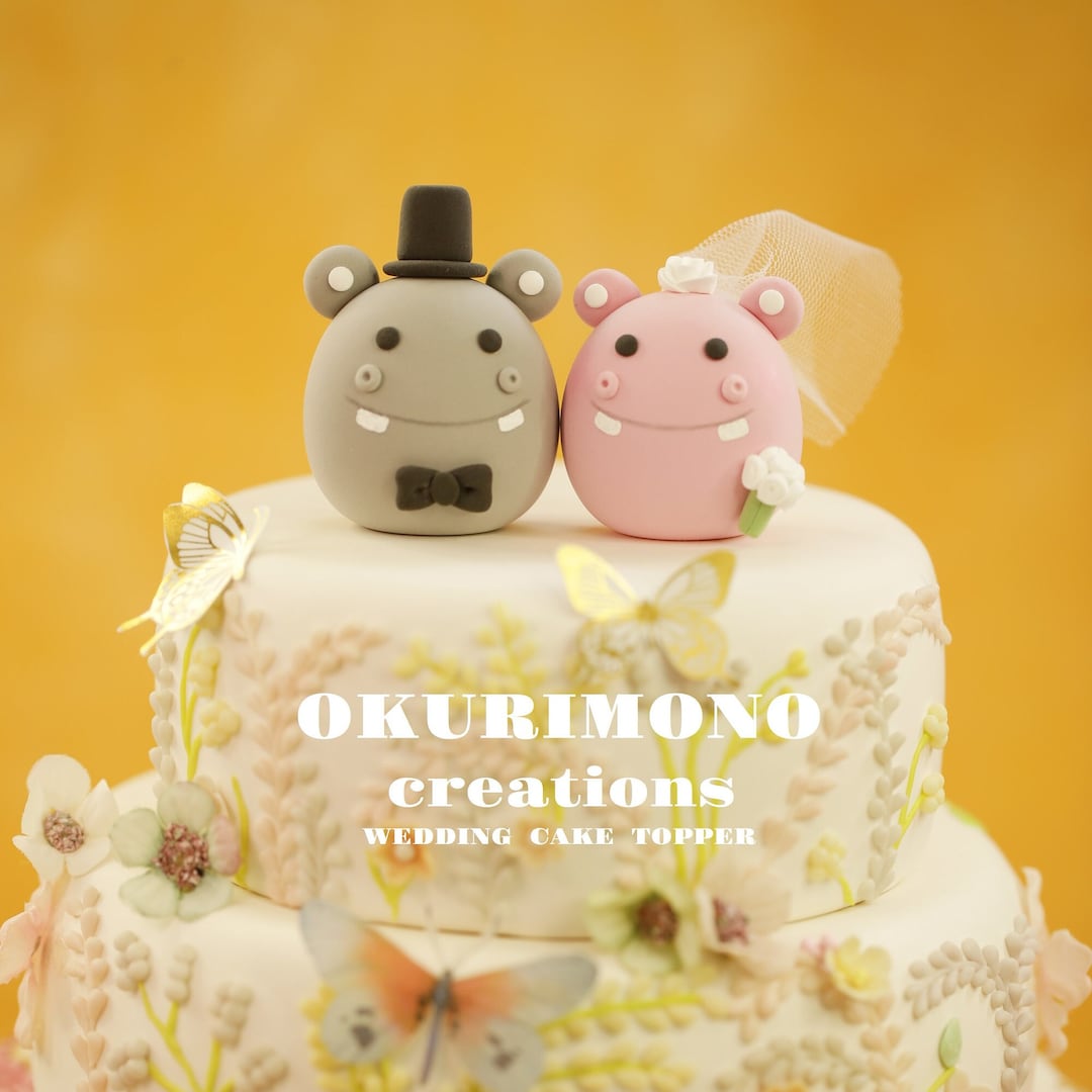 Hippo Wedding Cake Topper,custom Hippo Couple Cake Topper,birthday Cake ...
