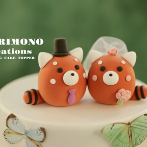 Red Panda Wedding Cake Topper,handmade Couple Cake Topper,custom ...