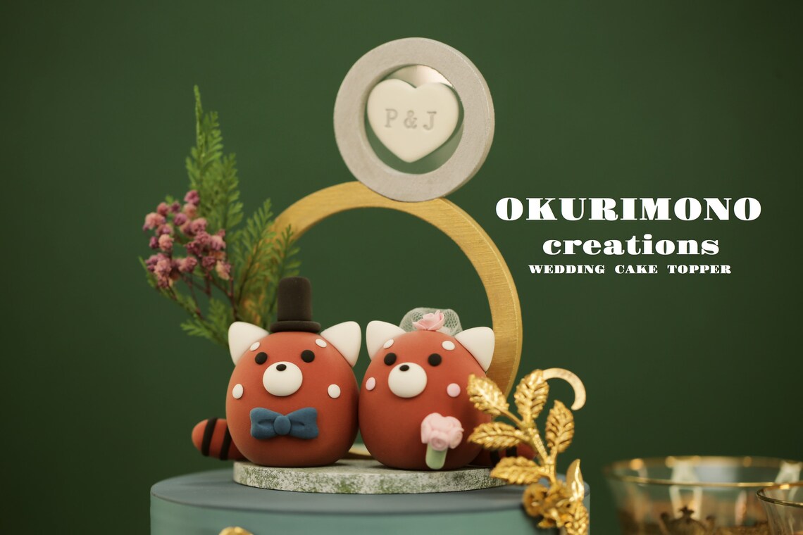 Red Panda Wedding Cake Topper,handmade Couple Cake Topper,custom ...