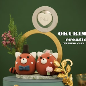 Red Panda Wedding Cake Topper,handmade Couple Cake Topper,custom ...