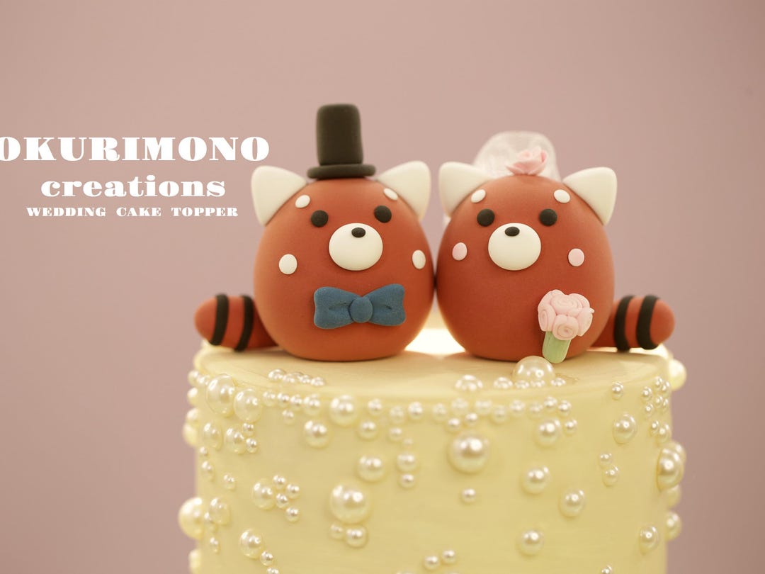 Red Panda Wedding Cake Topper,handmade Couple Cake Topper,custom ...