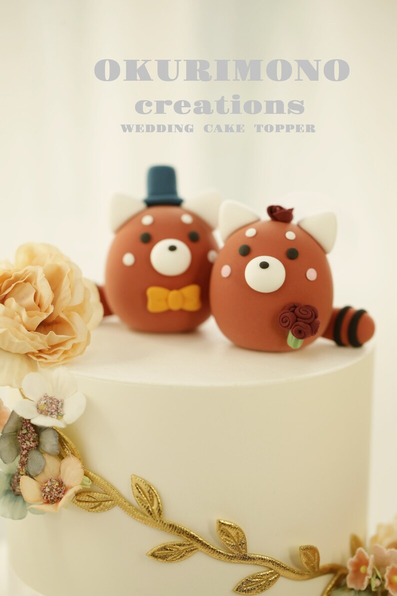 Red Panda Wedding Cake Topper,handmade Couple Cake Topper,custom ...