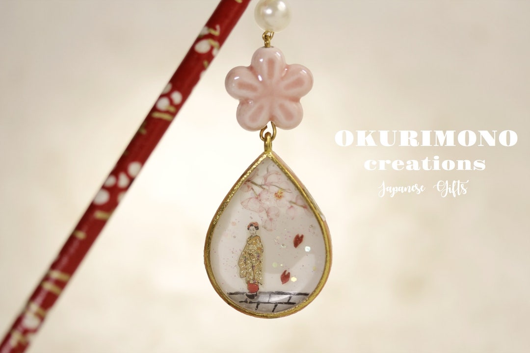 Japanese Hair Stick,kanzashi Geisha Hair Piece,orient Hair Jewelry ...