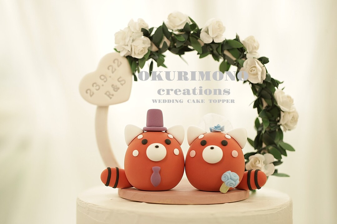 Red Panda Wedding Cake Topper,handmade Couple Cake Topper,custom ...