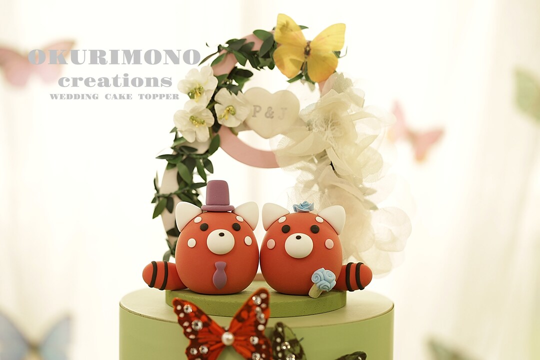 Red Panda Wedding Cake Topper,handmade Couple Cake Topper,custom ...