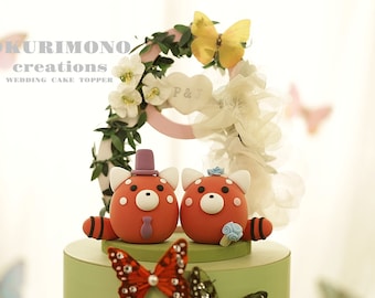 Red Panda and Frog Wedding Cake Topper,red Panda Cake Topper,custom ...