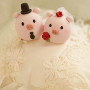 Pig Wedding Cake Topper,piggy Cake Topper,handmade Couple Cake Topper ...