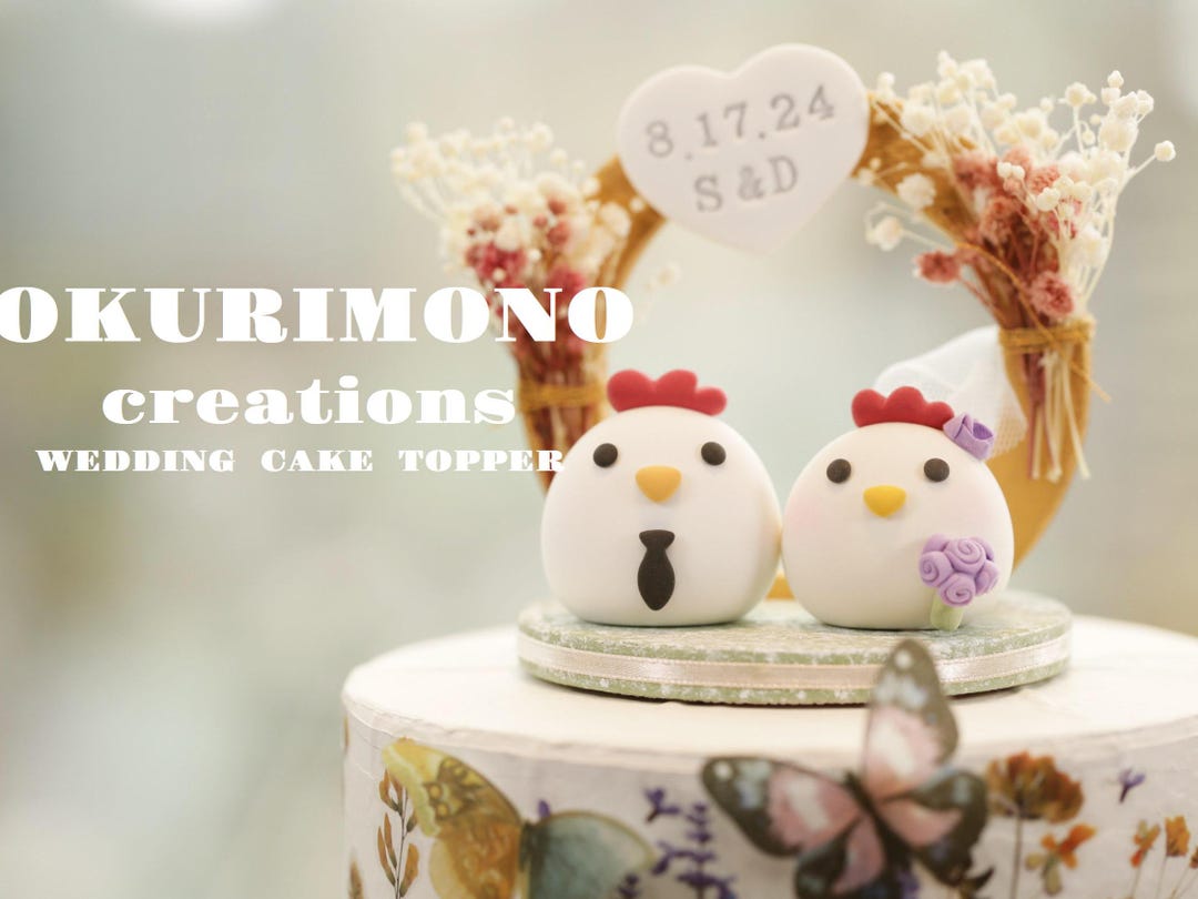Rooster and Chicken Wedding Cake Topper,rooster Cake Topper,chiness Zodiac Cake Topper,bride and ...