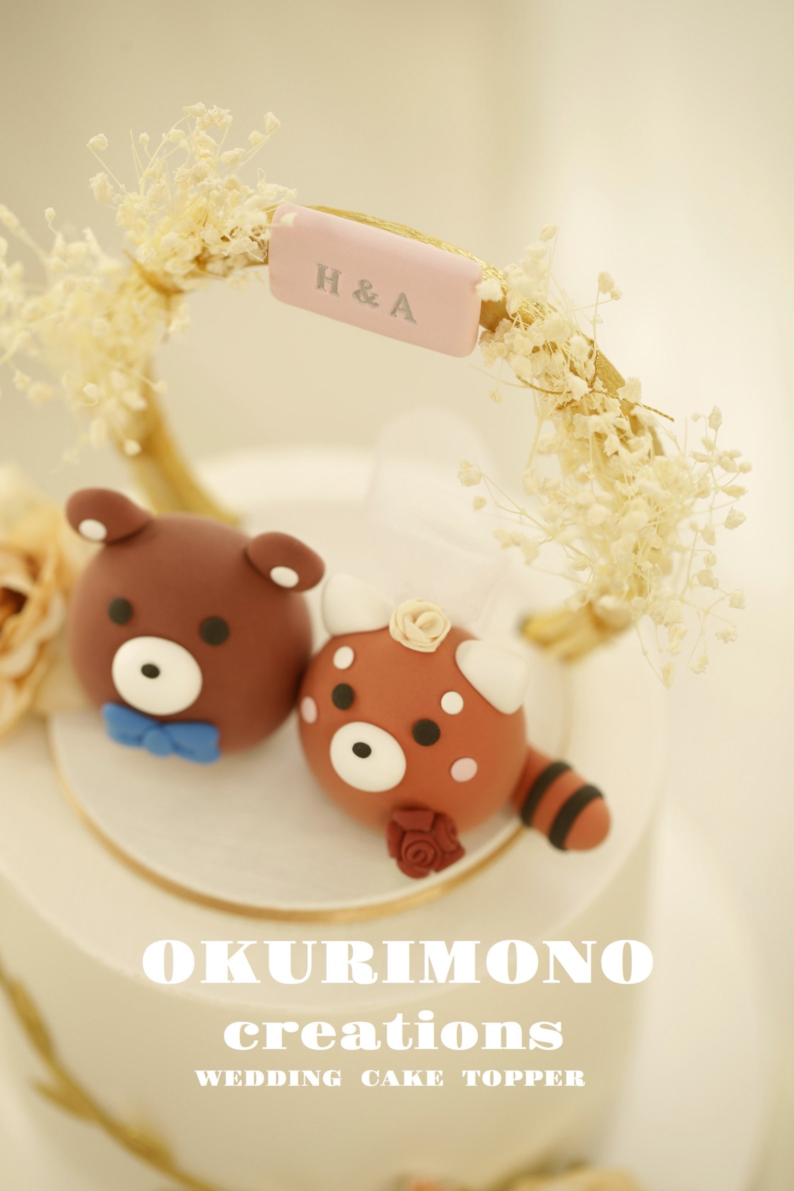 Red Panda and Bear Wedding Cake Topper,red Panda Cake Topper,teddy Bear ...