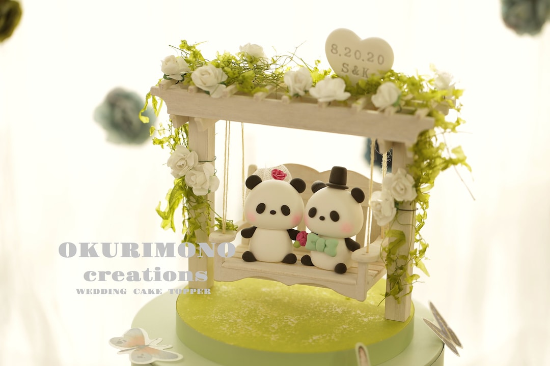 Cute Panda Wedding Cake Topper,handmade Couple Cake Topper,custom ...