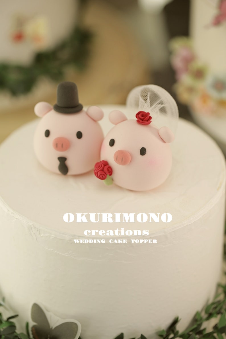 Pig Wedding Cake Topperpiggy Cake Topperhandmade Couple Cake - Etsy
