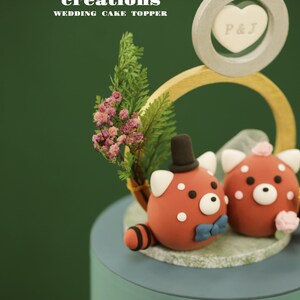 Red Panda Wedding Cake Topper,handmade Couple Cake Topper,custom ...