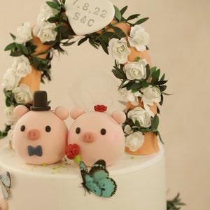 Pig Wedding Cake Topper,piggy Cake Topper,handmade Couple Cake Topper ...