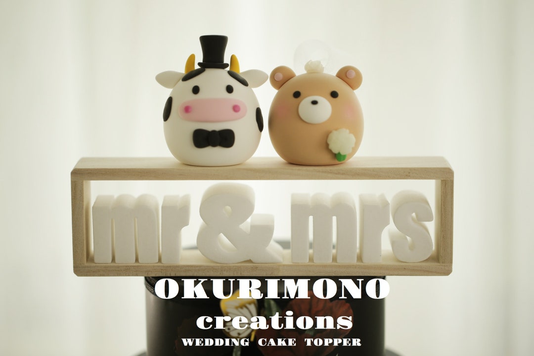 Bear and Cow Wedding Cake Topper,bear and Ox Cake Topper,teddy Bear ...